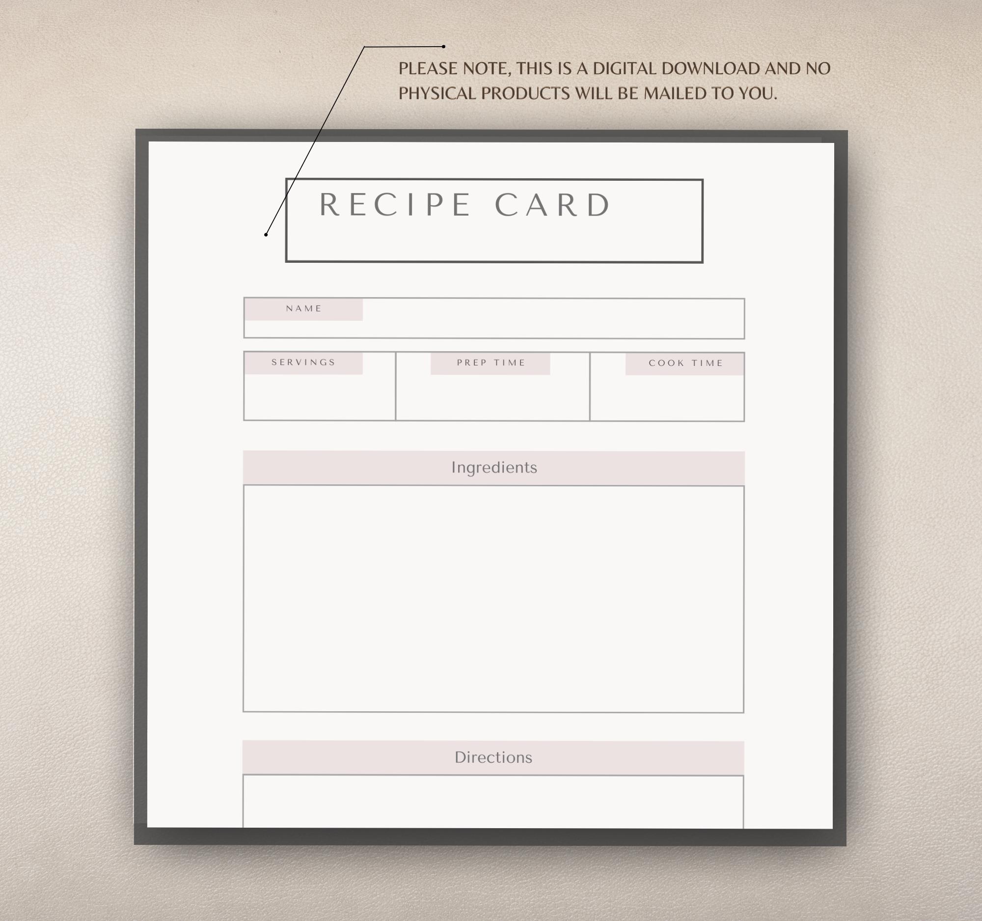 Recipe Card Bundle & Planner | Printable Meal Organizer | Digital ...