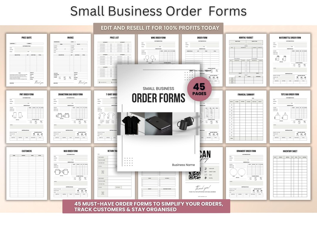 Small Business Order Form Templates Editable Invoice PDF Instant ...