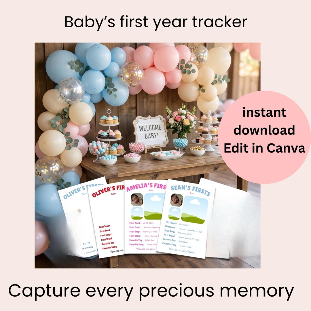 Baby First Year Tracker Printable | Milestone Planner Newborn Keepsake ...
