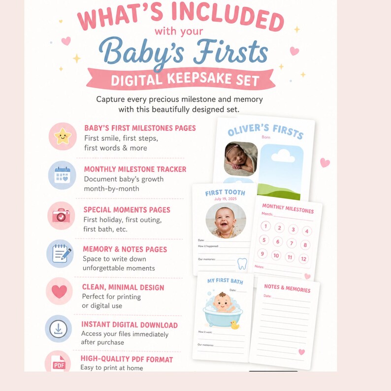 Baby First Year Tracker Printable | Milestone Planner Newborn Keepsake ...