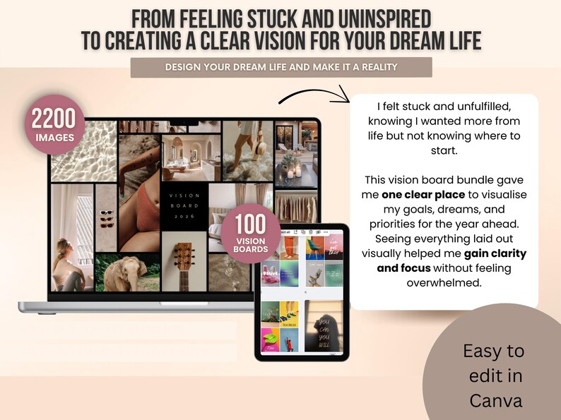 Mid Year Vision Board Bundle Printable | Digital Manifestation Planner ...
