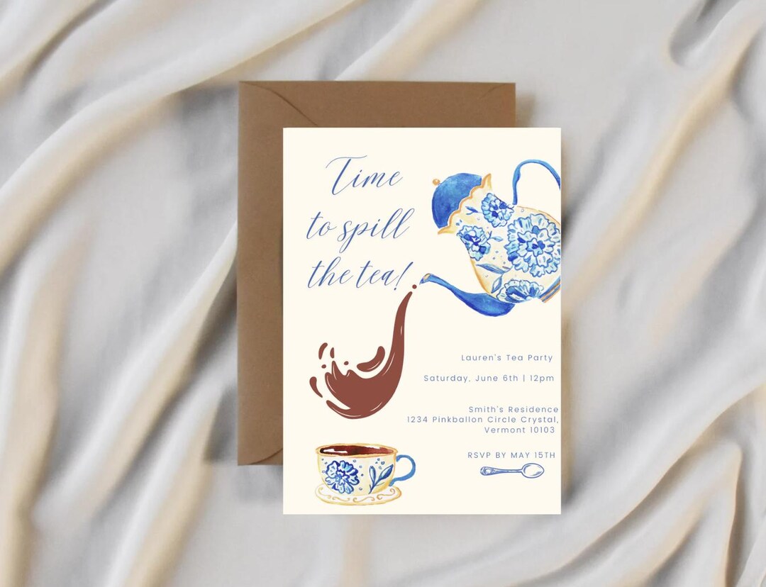 Fully Customizable Canva Tea Party Template With Instant Digital ...