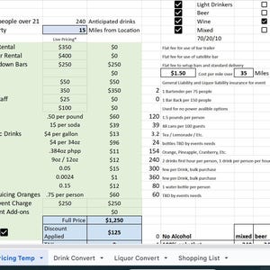 Dry Hire Mobile Bar Pricing Template - Etsy