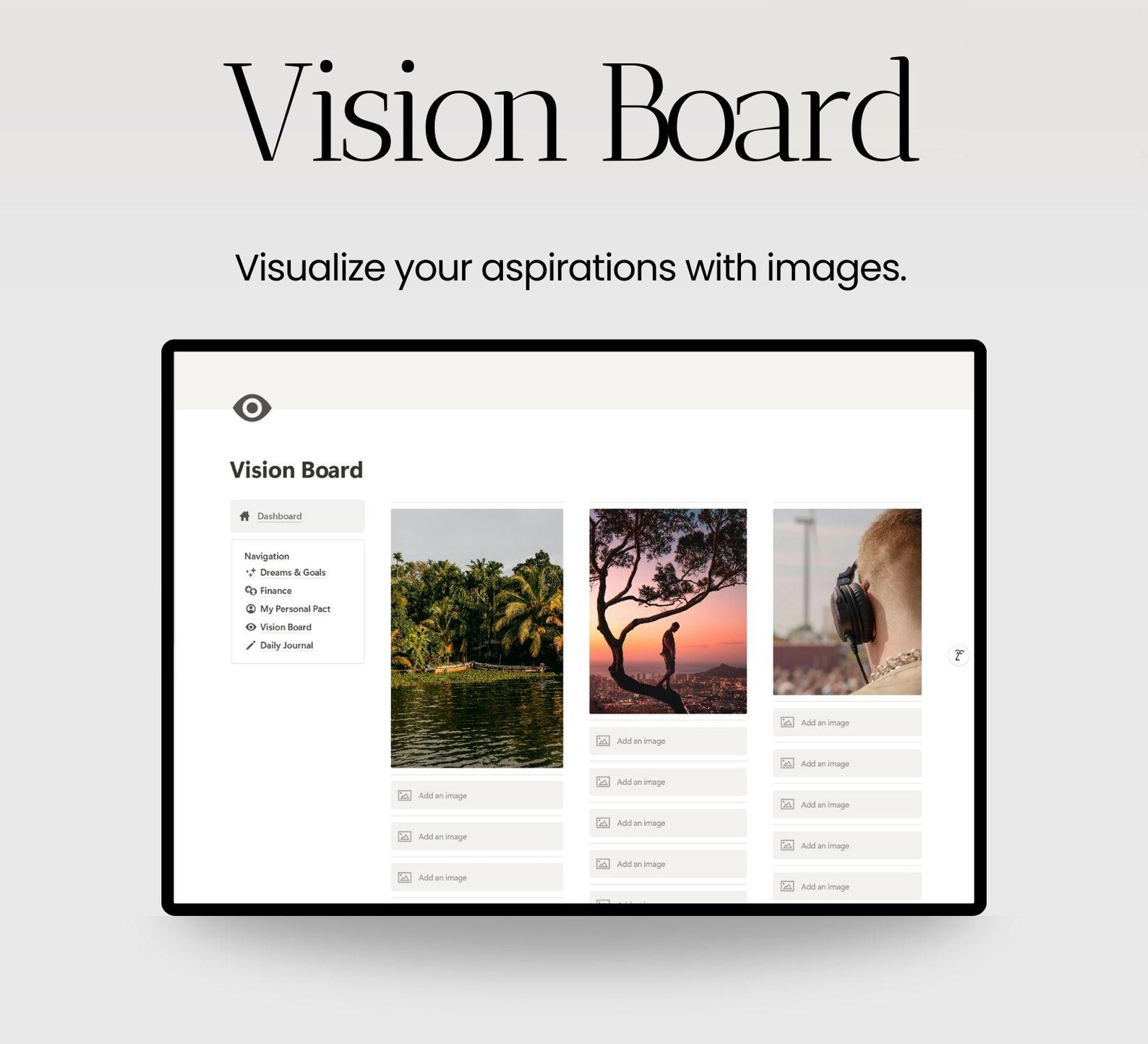 Minimalist Notion Vision Board Template: Digital Goal Tracker (PDF) - Etsy