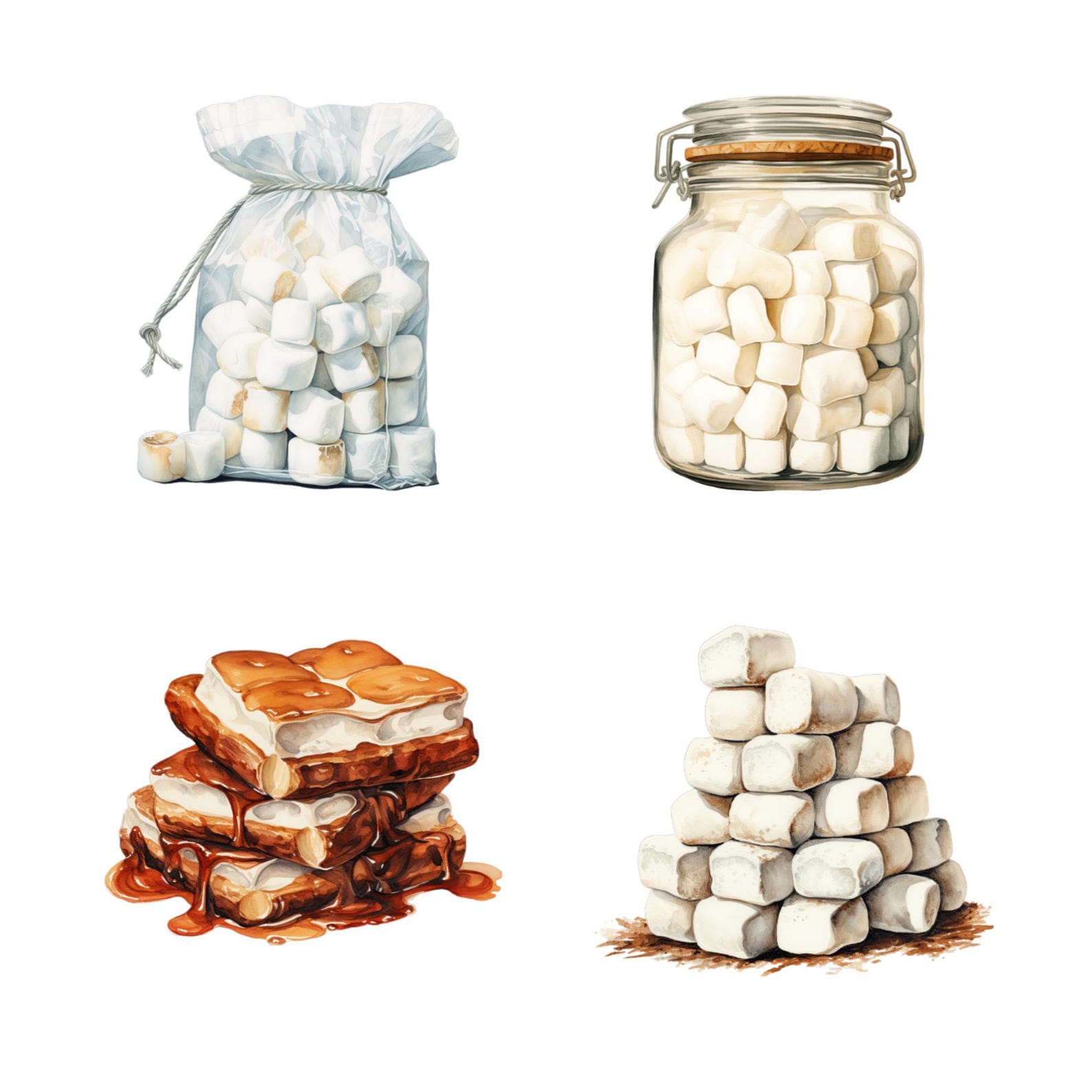 Marshmallow Sticker Sheet, Weatherproof Cute Sweet Treats Stickers for ...