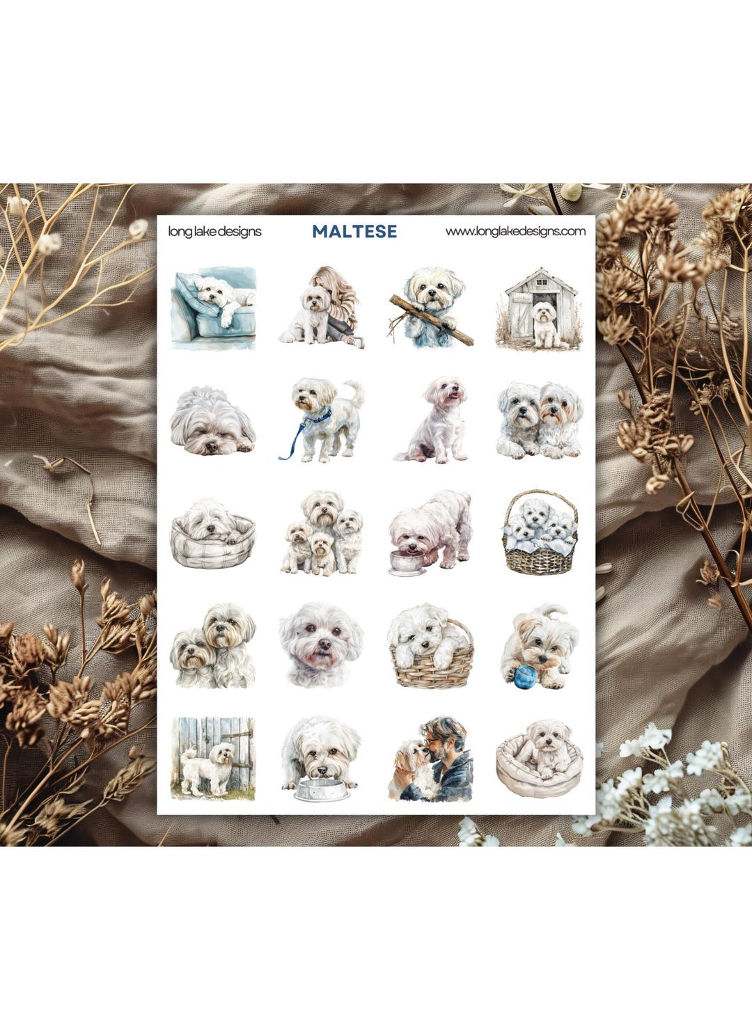 Maltese Stickers, Animal Stickers, Dogs, Planner Stickers, Journaling ...