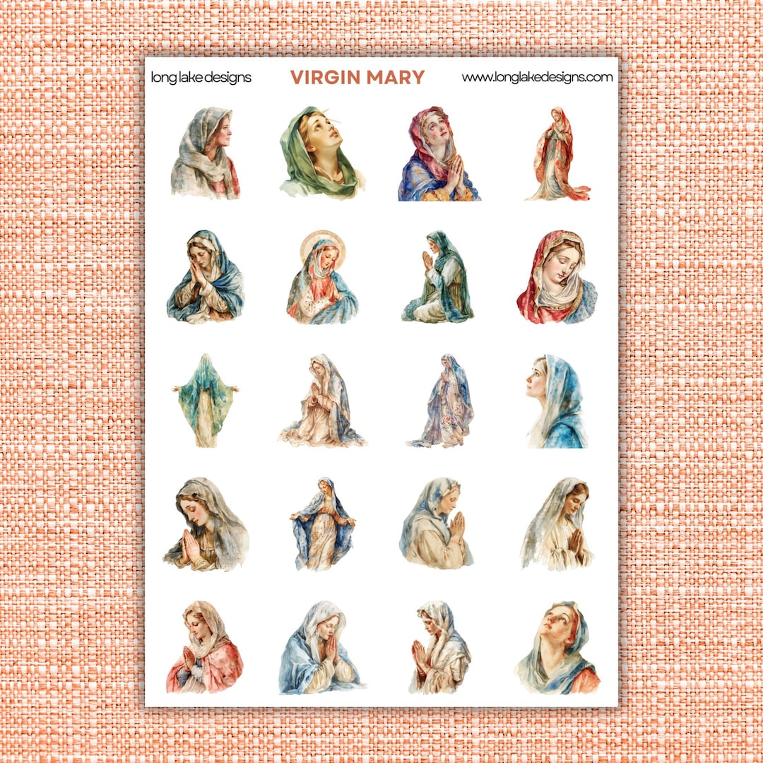 Virgin Mary Sticker Sheet, Weatherproof Laminated Art, Perfect for ...