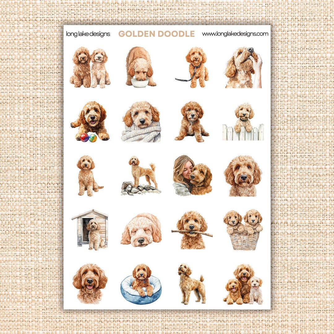 Golden Doodle Dog Sticker Sheet, Weatherproof Durable 20-count Fun ...