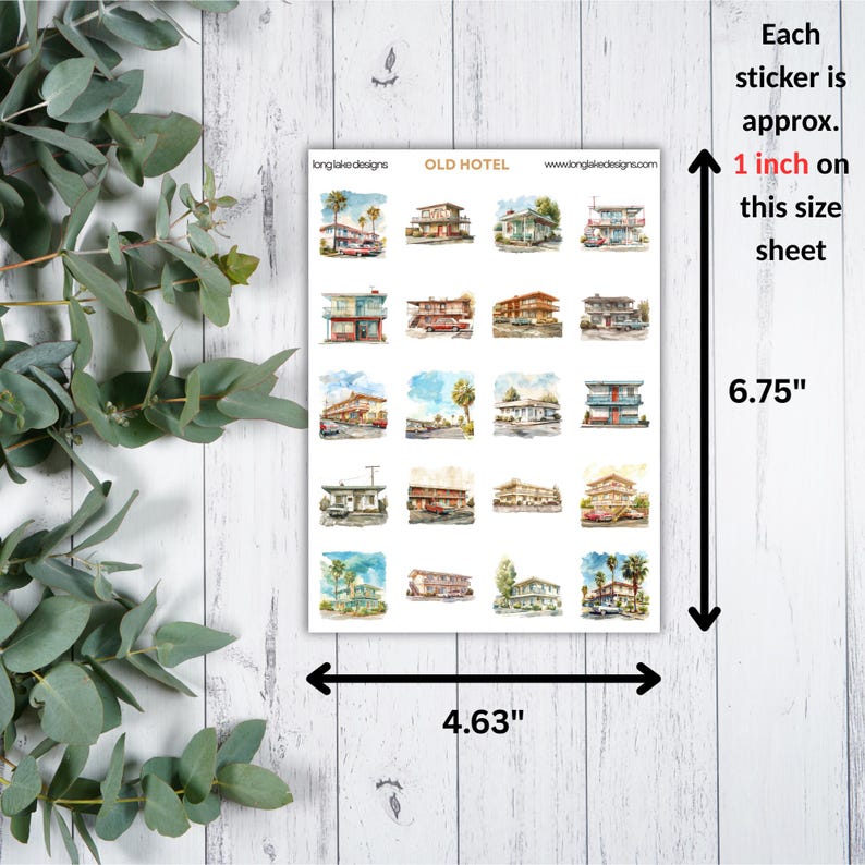 Old Hotel Sticker Sheet, Laminated Durable Vintage Stickers for ...