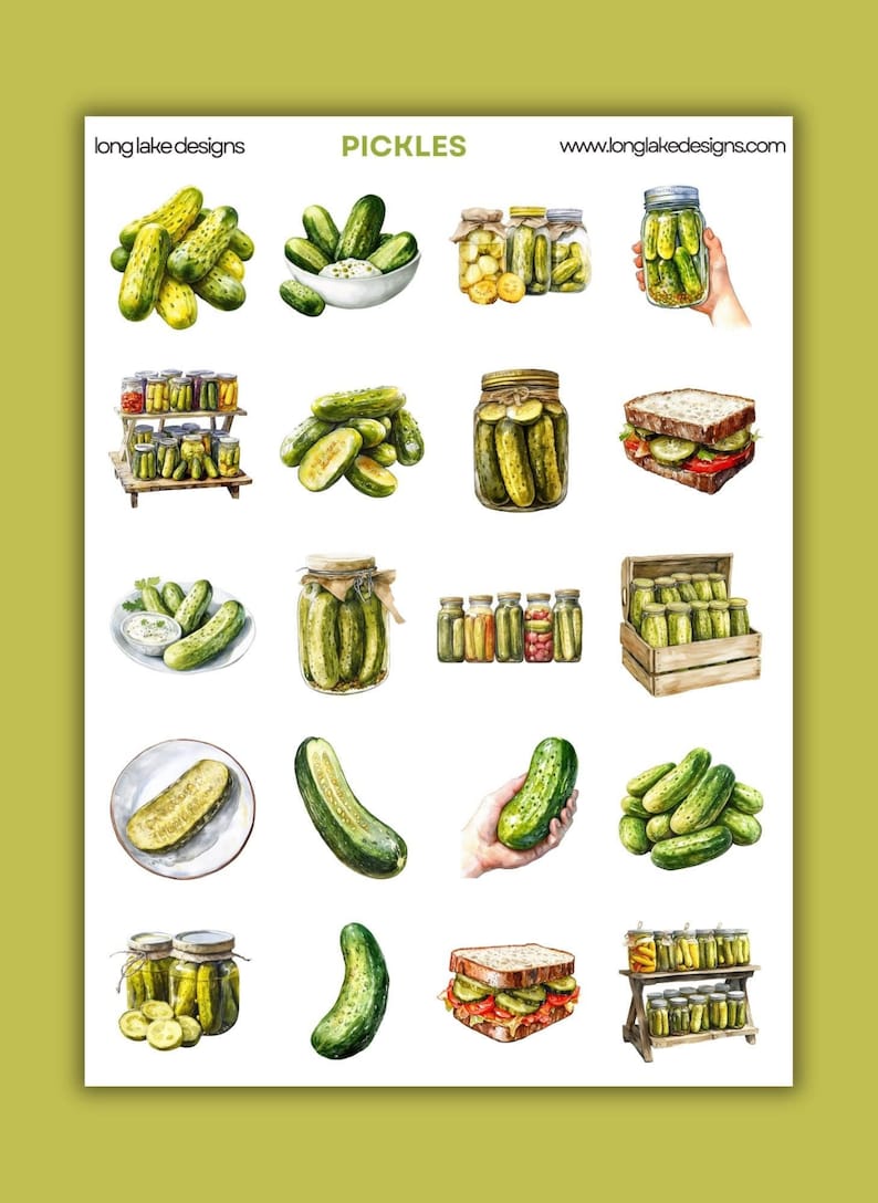 Pickle Stickers, Food Stickers, Planner Stickers, Journaling Stickers ...