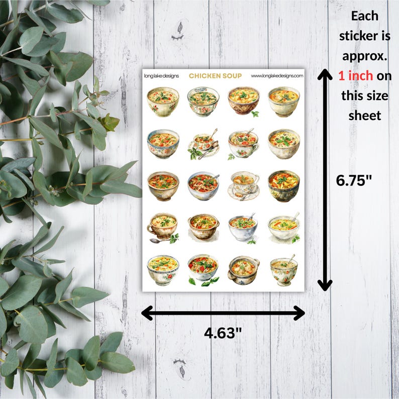 Chicken Soup Sticker Sheet, 20 Food Laminated Weatherproof Stickers - Etsy