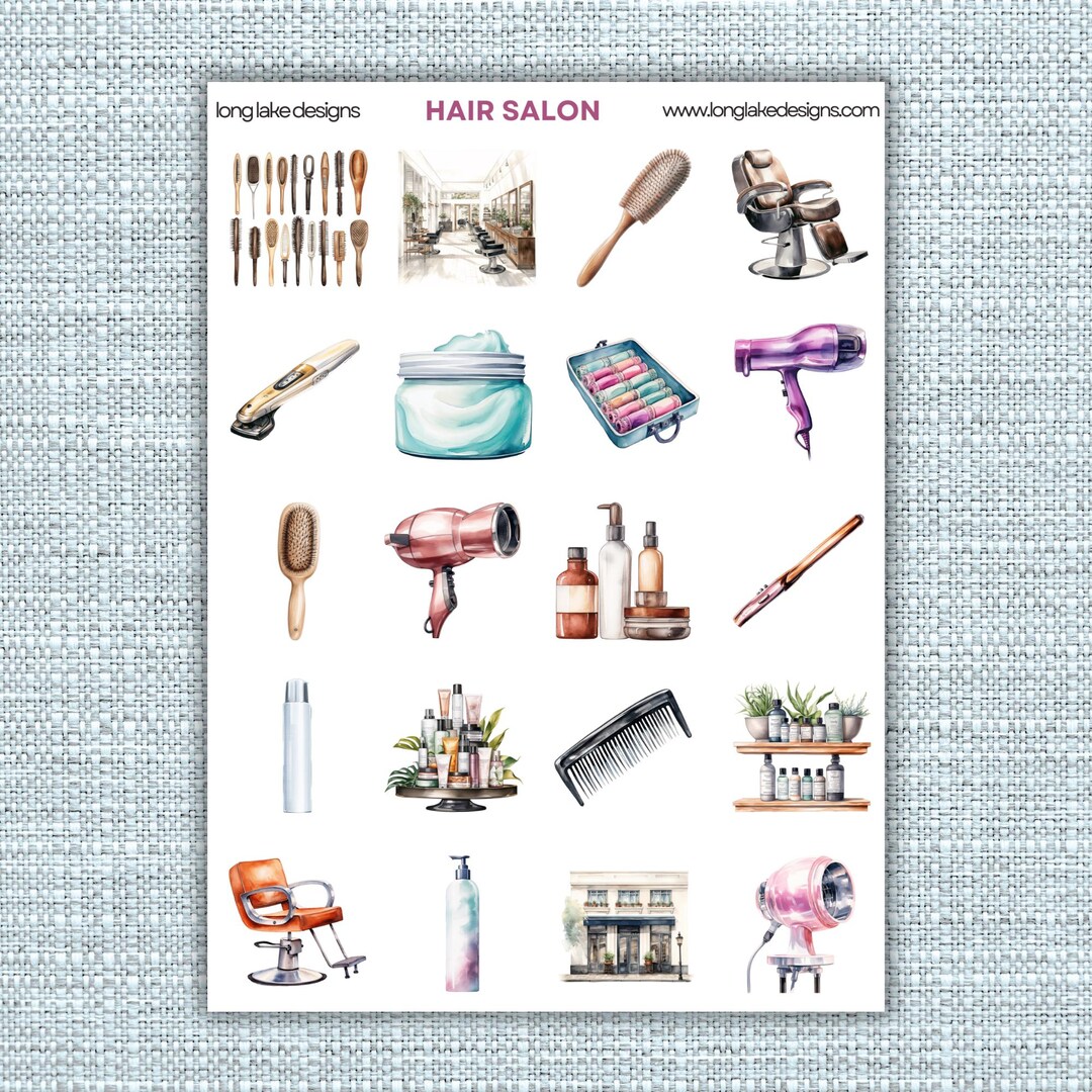 Hair Salon Sticker Sheet, Laminated Waterproof Stickers, Ideal for ...