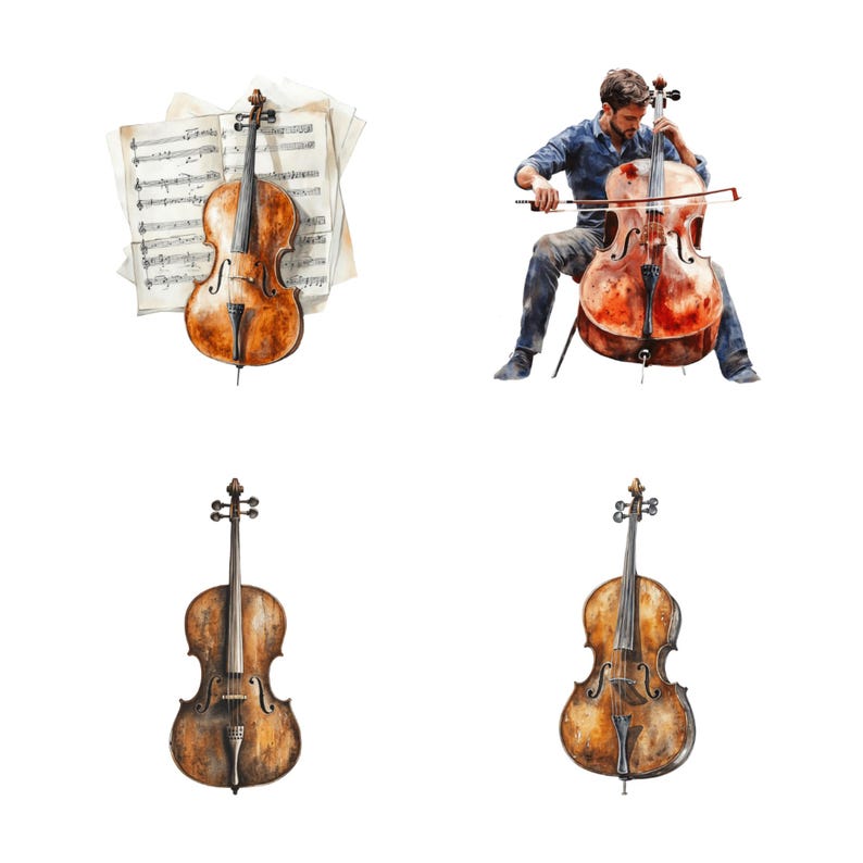 Cello Sticker Sheet, 20 Musical Instrument Laminated Weatherproof ...
