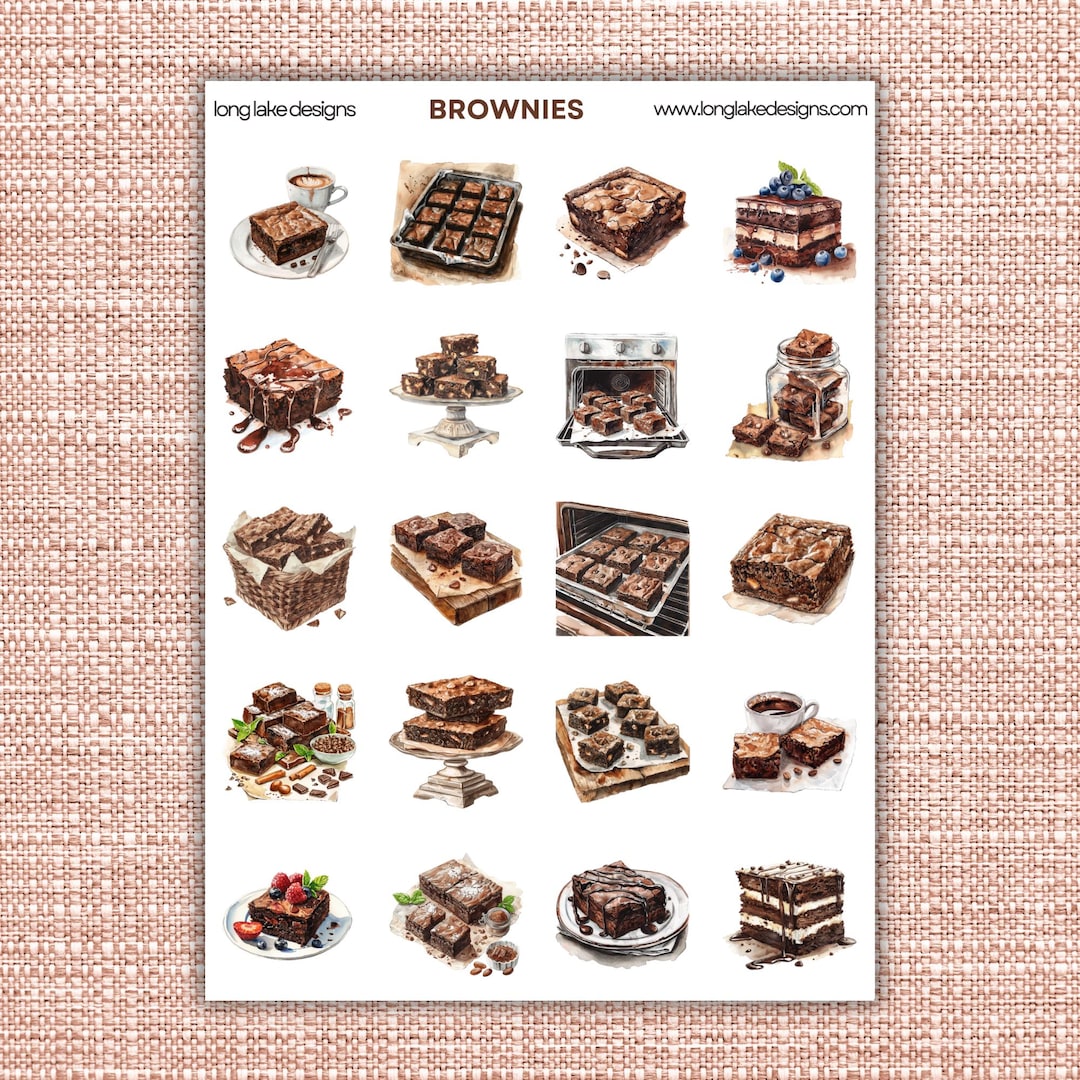 Brownies Sticker Sheet, 20 Dessert Laminated Weatherproof Stickers - Etsy