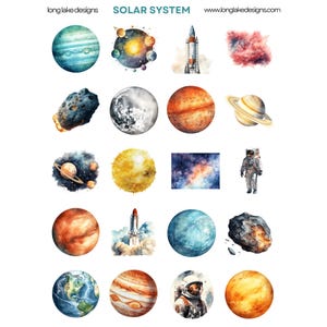 Solar System Sticker Sheet, Durable Vinyl Space-themed Stickers for ...