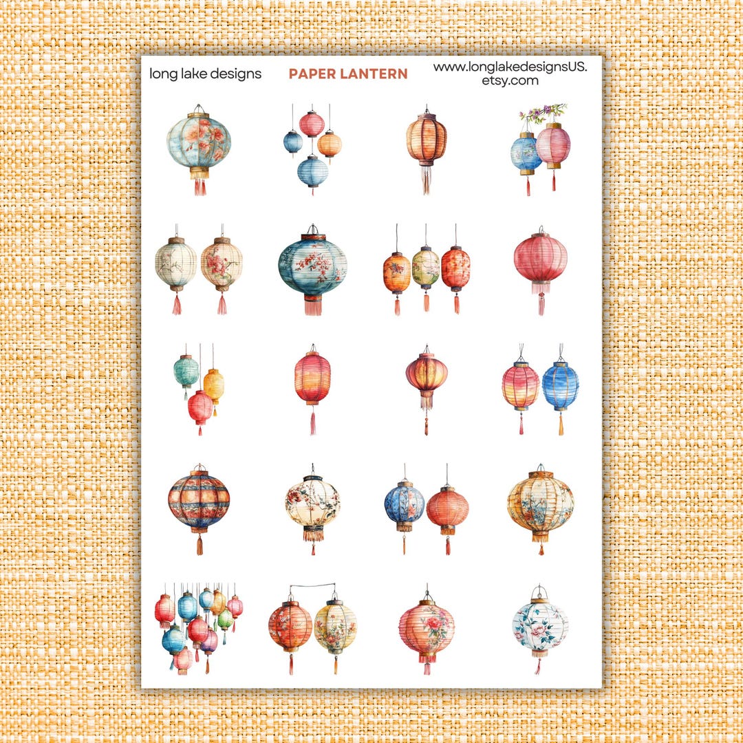 Paper Lantern Sticker Sheet, Durable Laminated Water-resistant Vinyl ...