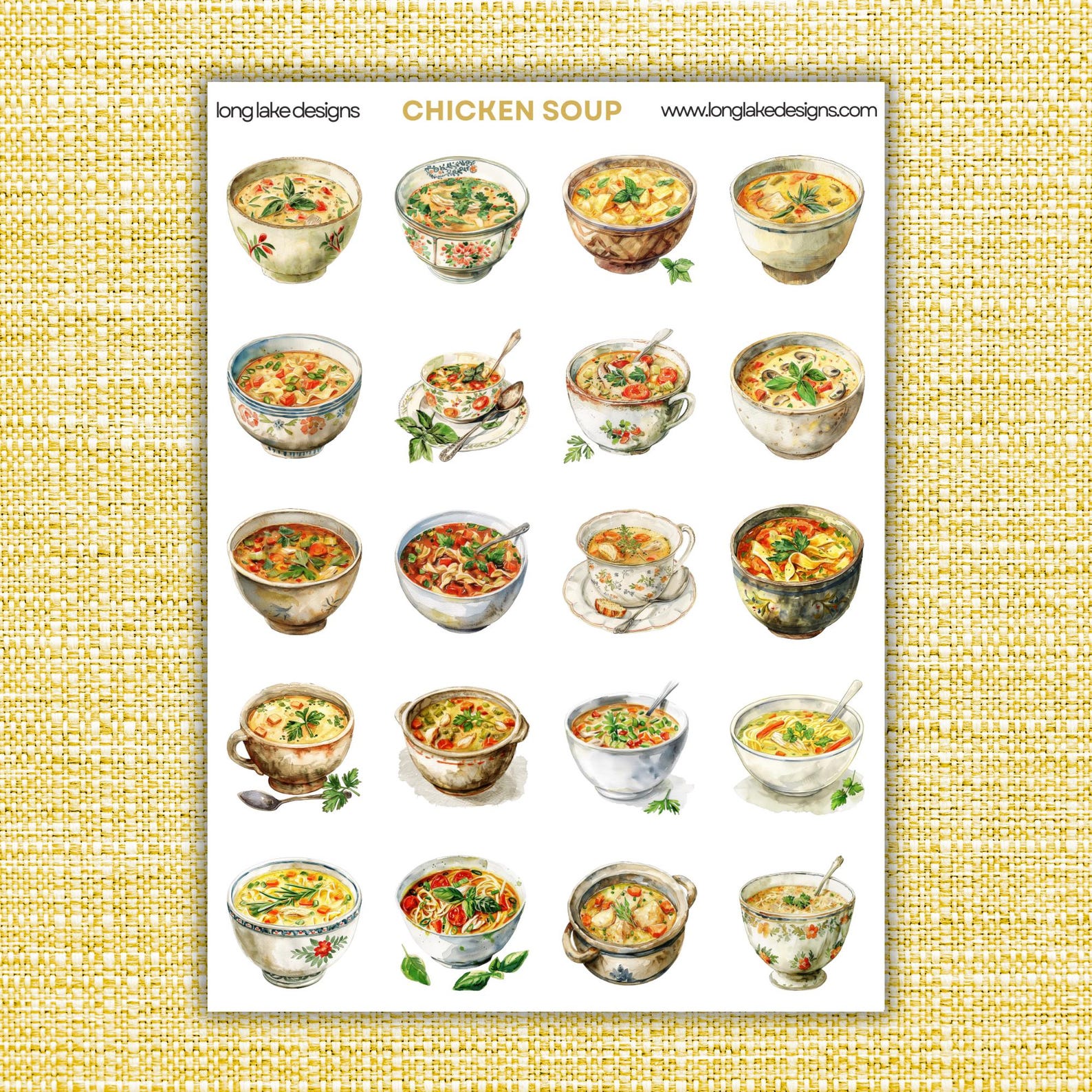 Chicken Soup Sticker Sheet, 20 Food Laminated Weatherproof Stickers - Etsy