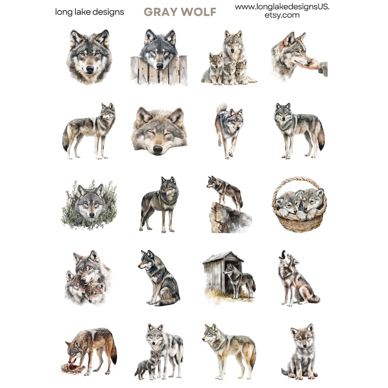 Gray Wolf Vinyl Sticker Sheet – Water-resistant, Laminated for ...