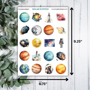 Solar System Sticker Sheet, Durable Vinyl Space-themed Stickers for ...
