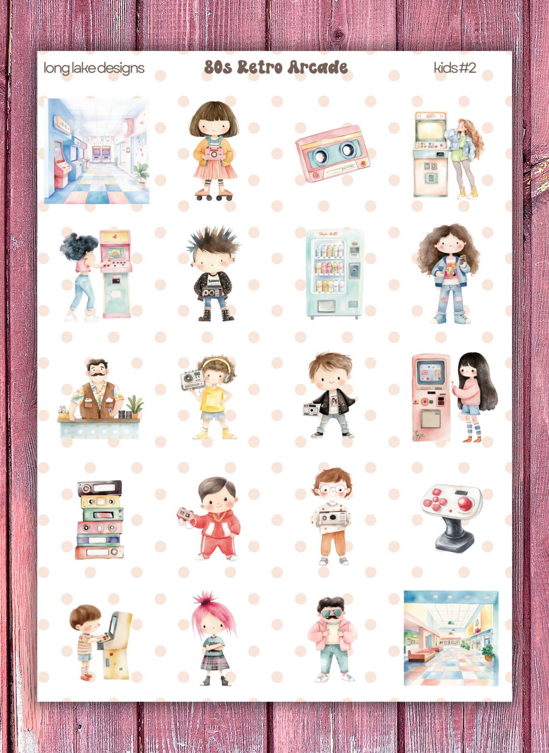 80's Retro Arcade Stickers, Arcade Stickers, Planner Stickers ...