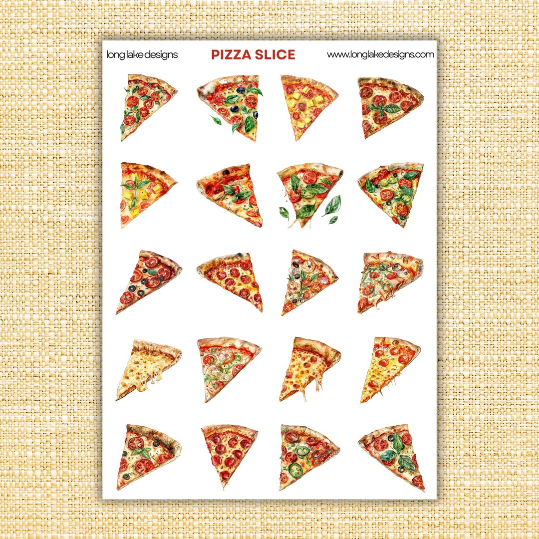 Pizza Slice Sticker Sheet, Vibrant Fun Stickers for Scrapbooking ...
