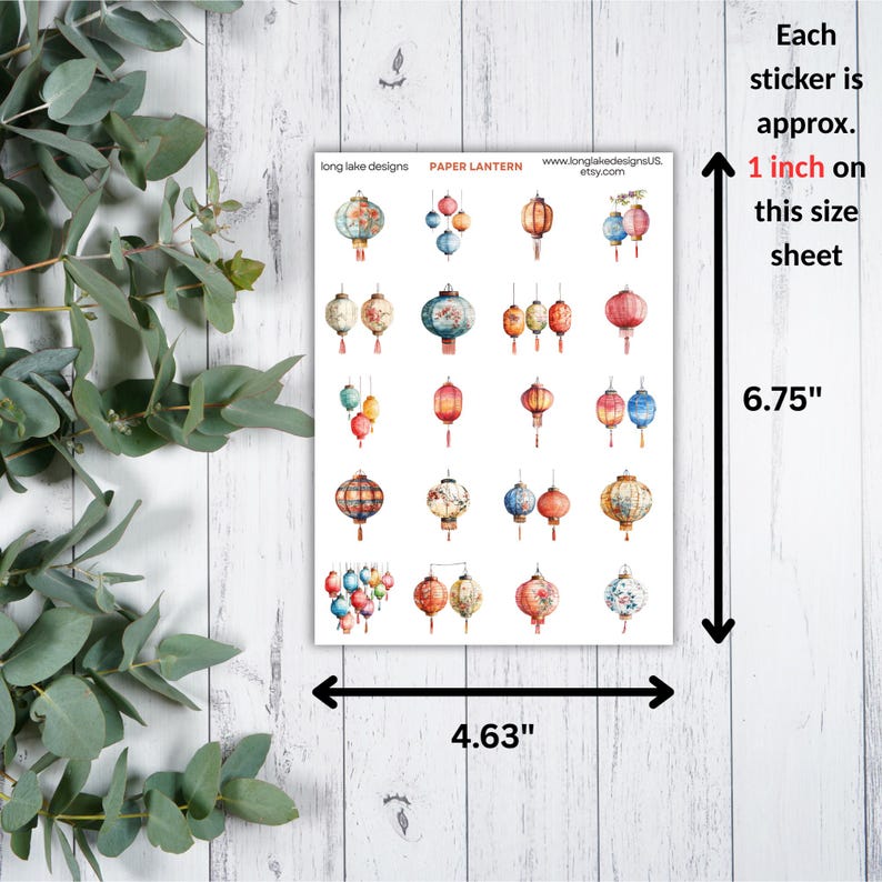 Paper Lantern Sticker Sheet, Durable Laminated Weatherproof , Perfect ...