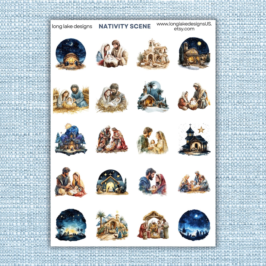 Nativity Scene Sticker Sheet, Weatherproof Laminated Stickers, Perfect ...