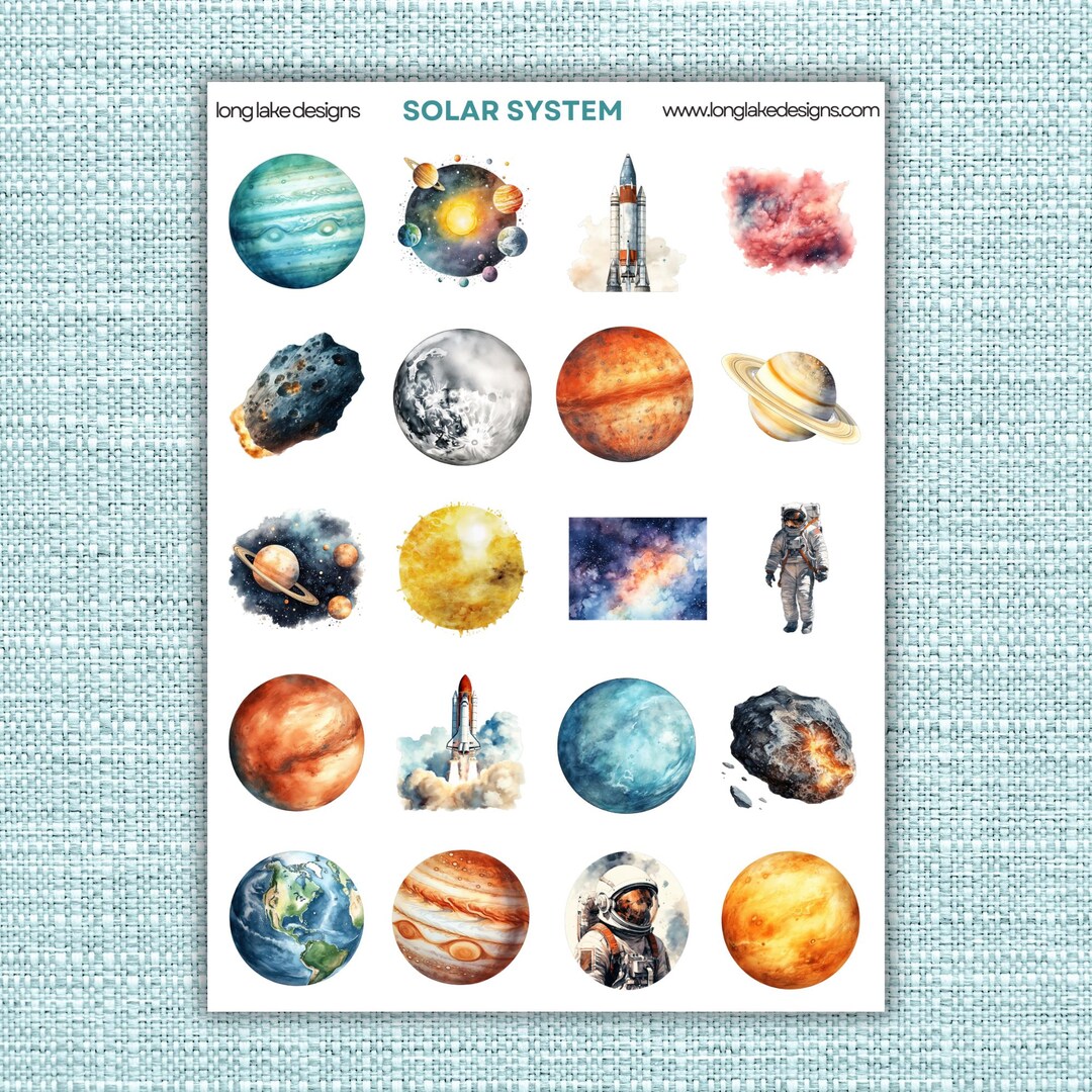 Solar System Sticker Sheet, Durable Vinyl Space-themed Stickers for ...