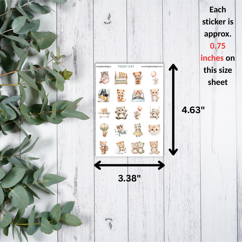 Teddy Cat Sticker Sheet, Adorable Weatherproof Vinyl Decal Set, Perfect ...