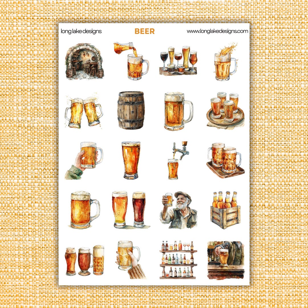 Beer Sticker Sheet, Waterproof Laminated Stickers for Personalizing ...