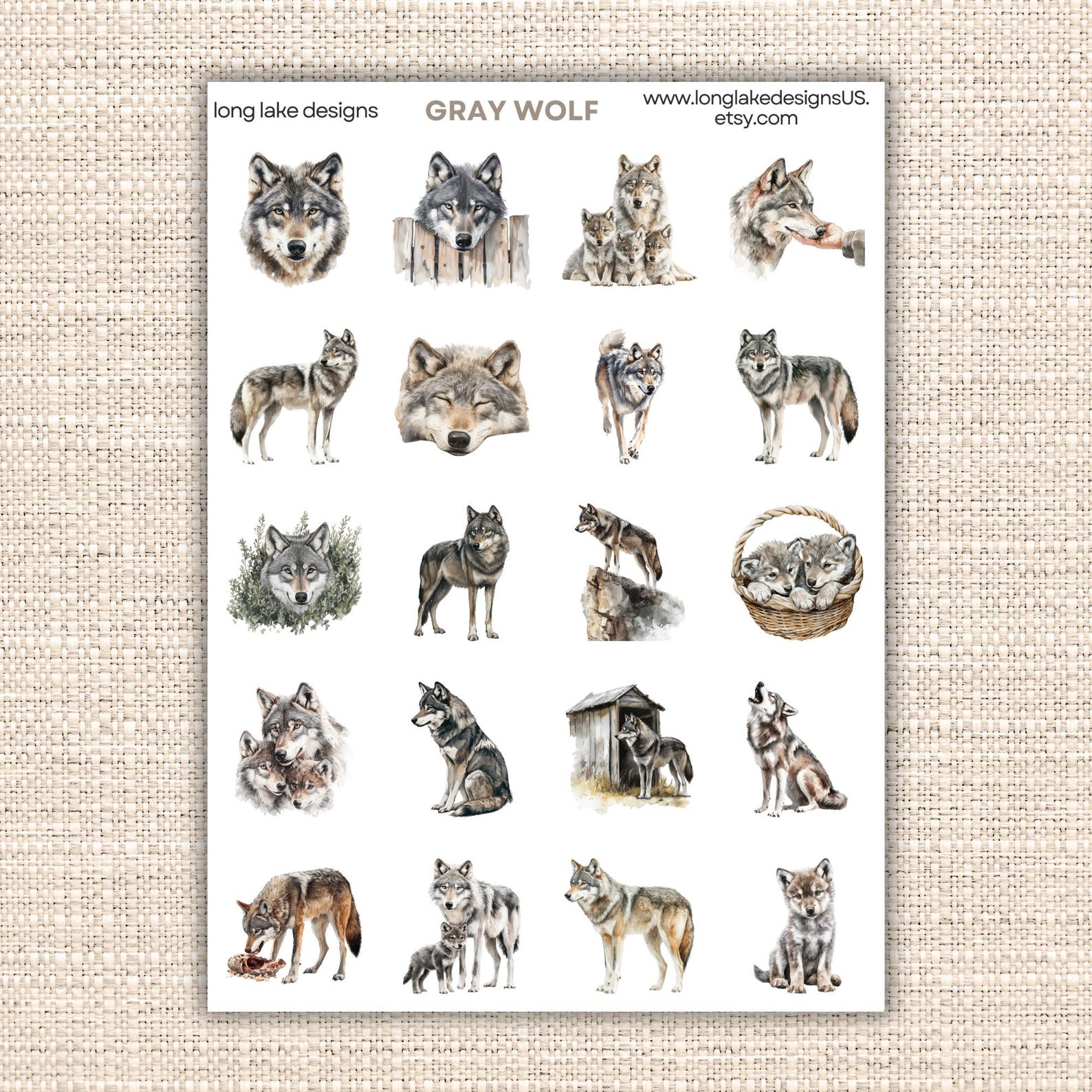 Gray Wolf Sticker Sheet – Weatherproof, Laminated for Durability ...