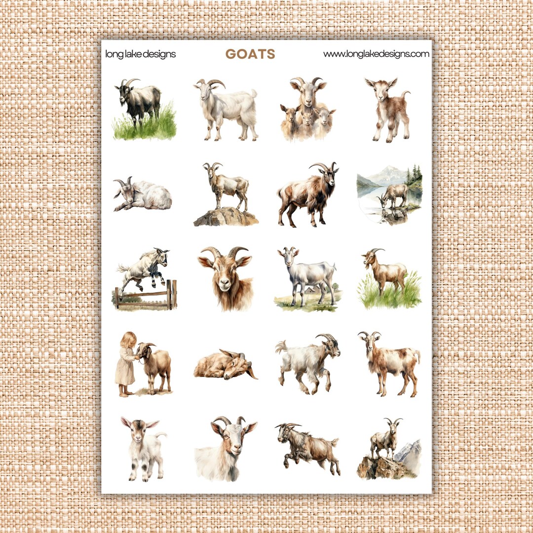 Goat Sticker Sheet, Weatherproof Laminated Stickers, Perfect for ...