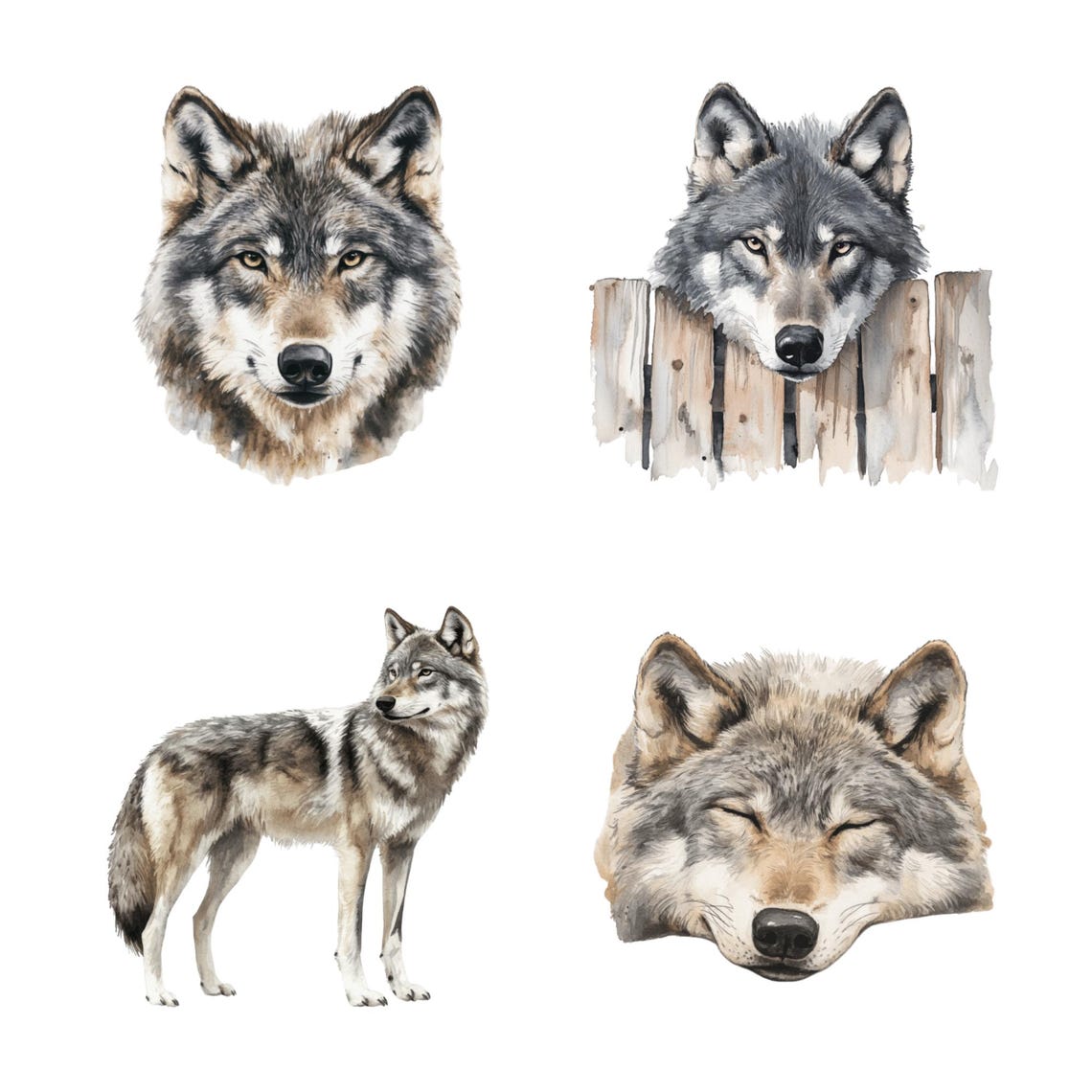 Gray Wolf Sticker Sheet – Weatherproof, Laminated for Durability ...
