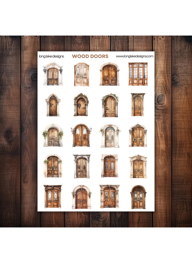 Wood Door Stickers, Interior Design, Planner Stickers, Journaling ...