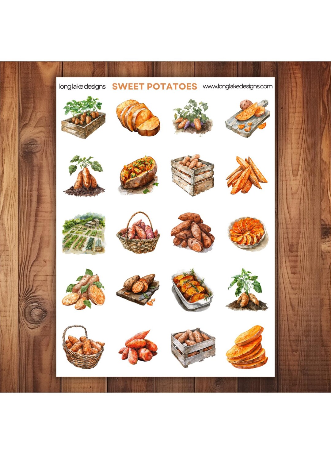 Sweet Potatoes Stickers, Food Stickers, Planner Stickers, Journaling ...