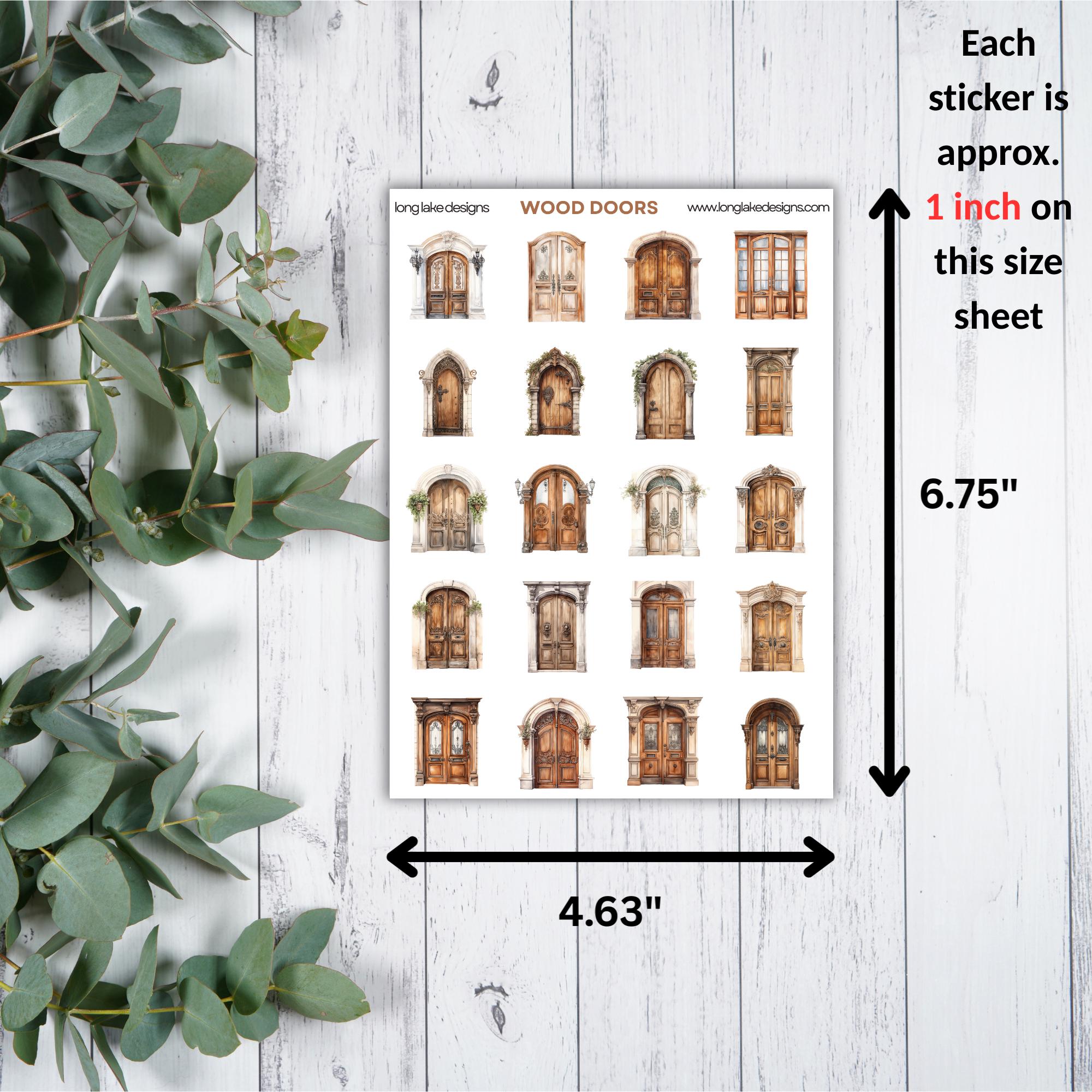 Wood Door Sticker Sheet, Laminated Weatherproof Stickers, Decorative ...