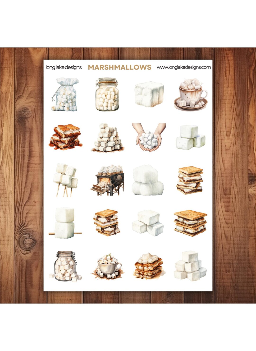 Marshmallow Stickers, Food Stickers, Planner Stickers, Journaling ...