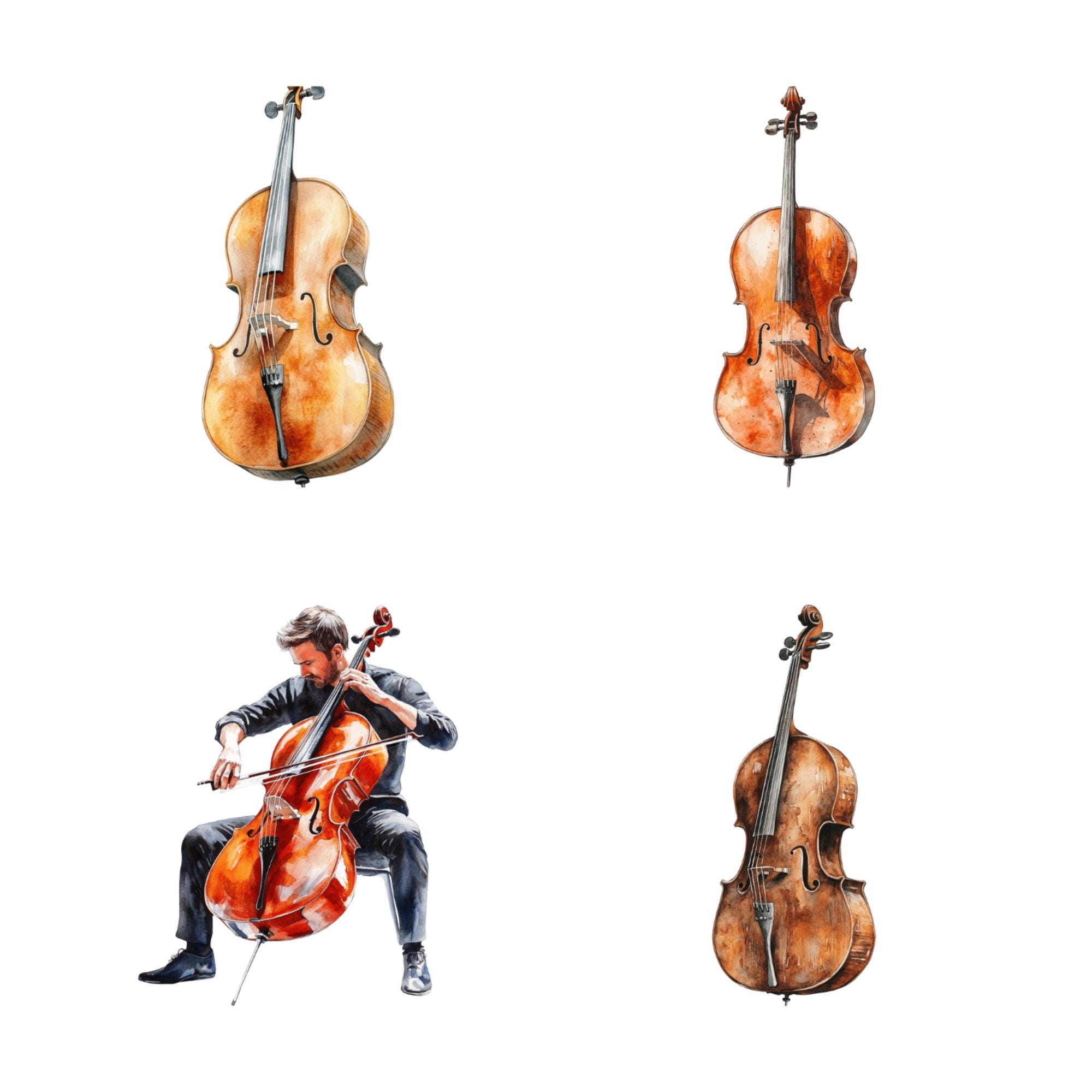 Cello Sticker Sheet, 20 Musical Instrument Laminated Weatherproof ...