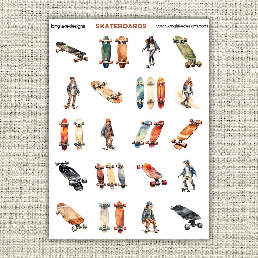 Skateboard Sticker Sheet, Vibrant Vinyl Weatherproof Stickers, Perfect ...
