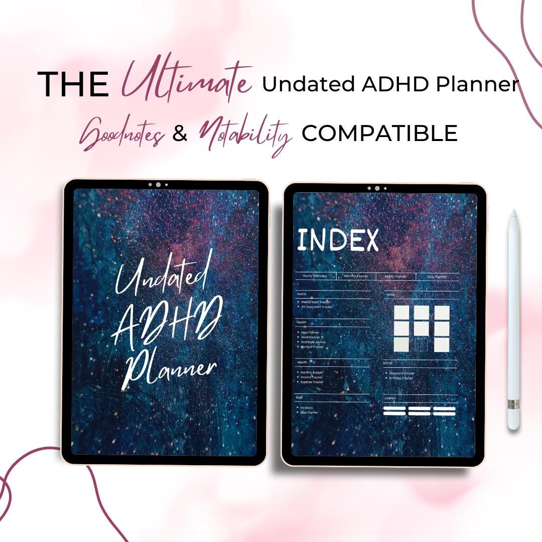 Adhd Digital Planner | Adhd Undated Planner | Undated Monthly Planner ...