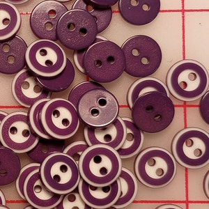 10 Vintage Purple Plum White Doll Buttons Plastic 2 Hole 1/2" Cute ...