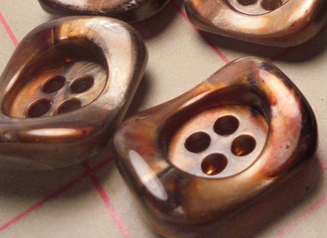 12 Bronze Buttons Vintage Italian Marbelized Effect Deep Set 4 Hole ...