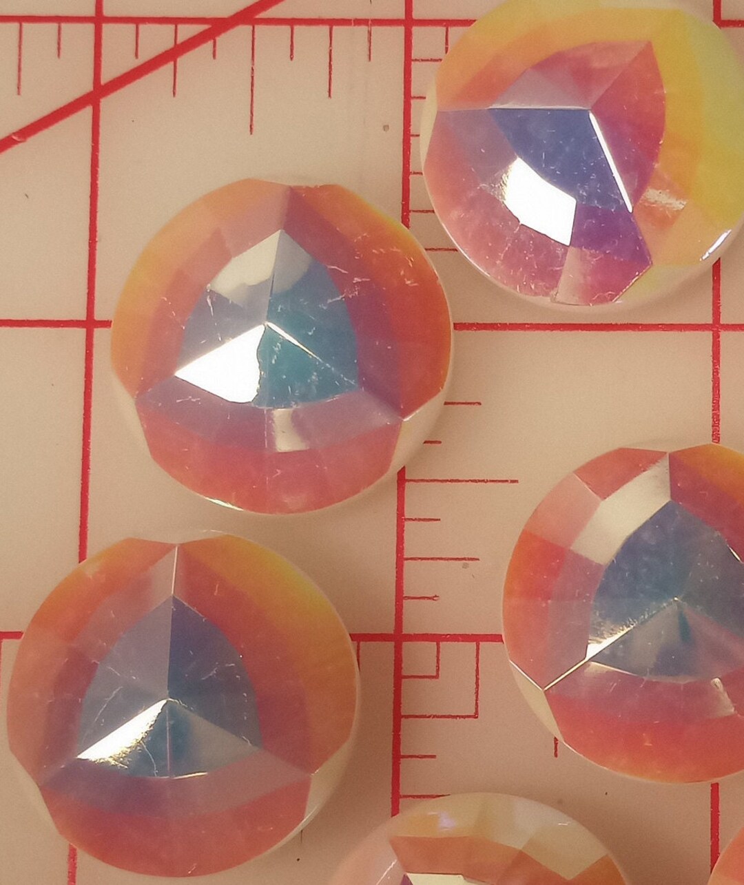 15 Vintage LARGE Glass Faceted Shank Buttons White AB 1-1/8" 27mm ...