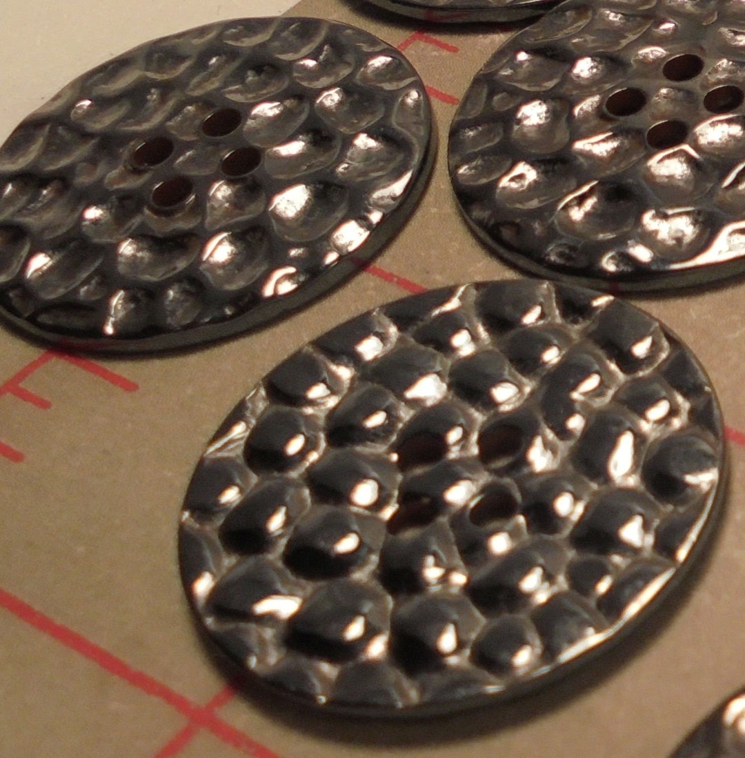 6 Metal Buttons Steel Grey Color Bubble Pebble Look Reversible 1-1/8 ...
