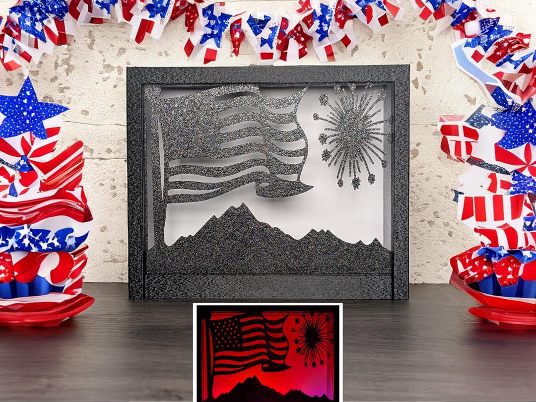 4th of July Shadow Box | 3D Printed Interchangeable Light-up Picture ...