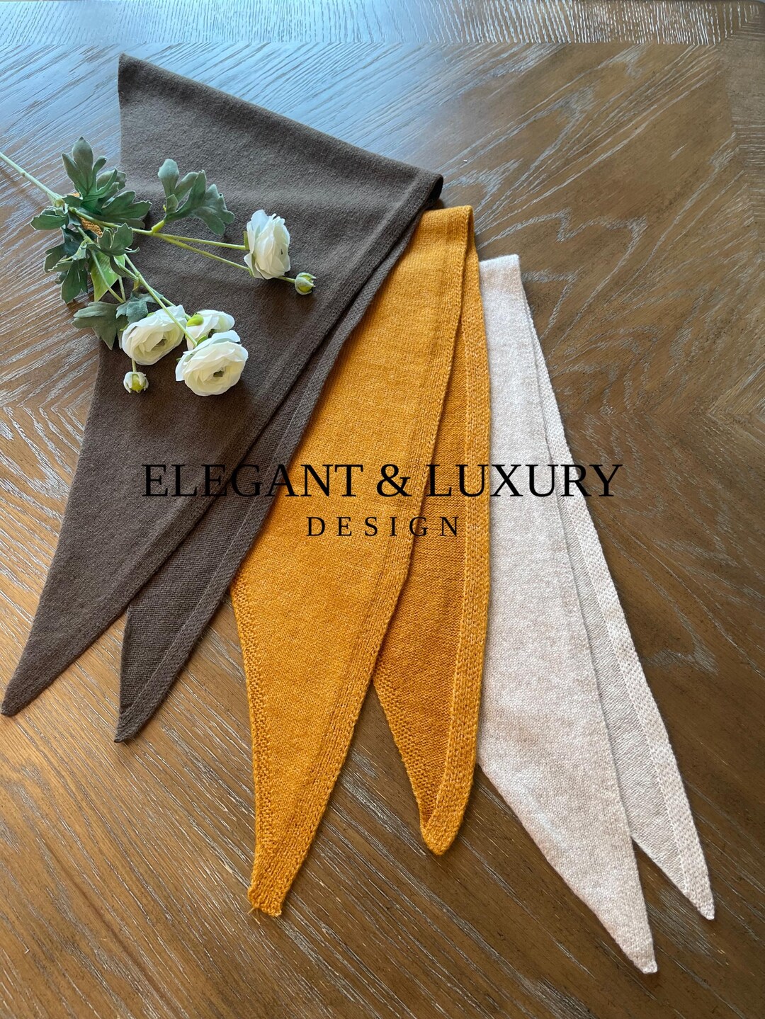 Cashmere Blend Triangle Scarf: Solid Color Warm Headscarf, Olive Scarf ...