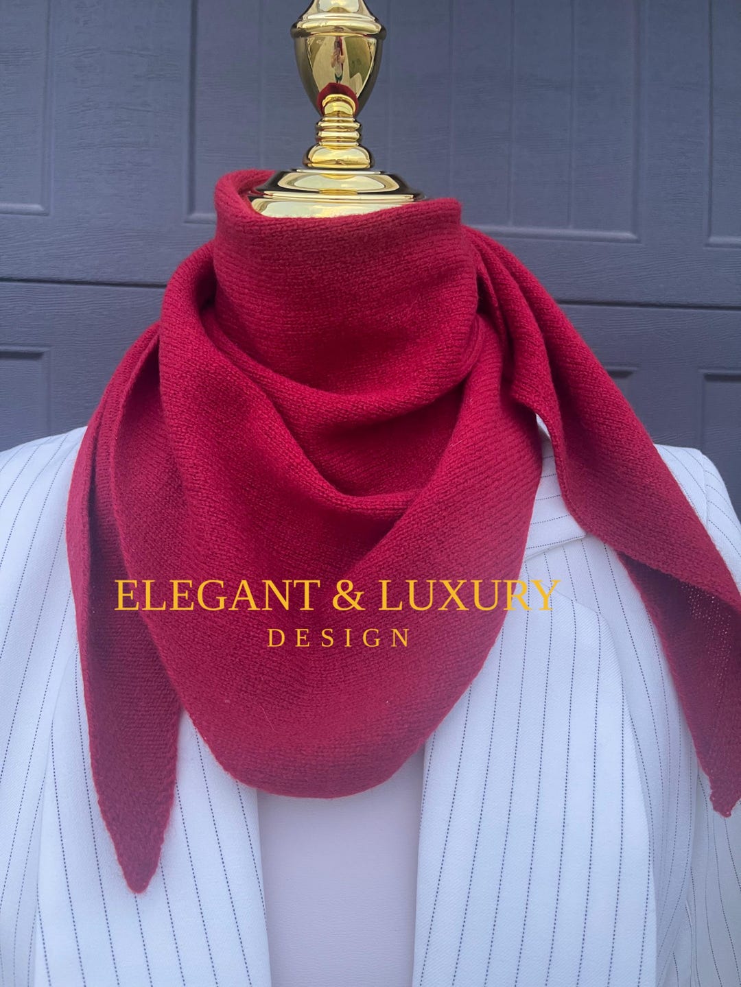Cashmere Blend Triangle Scarf: Solid Color Warm Headscarf Gift for Her ...