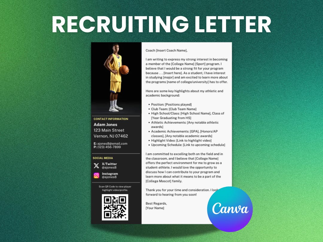 Customizable College Recruiting Letter Template for High School ...