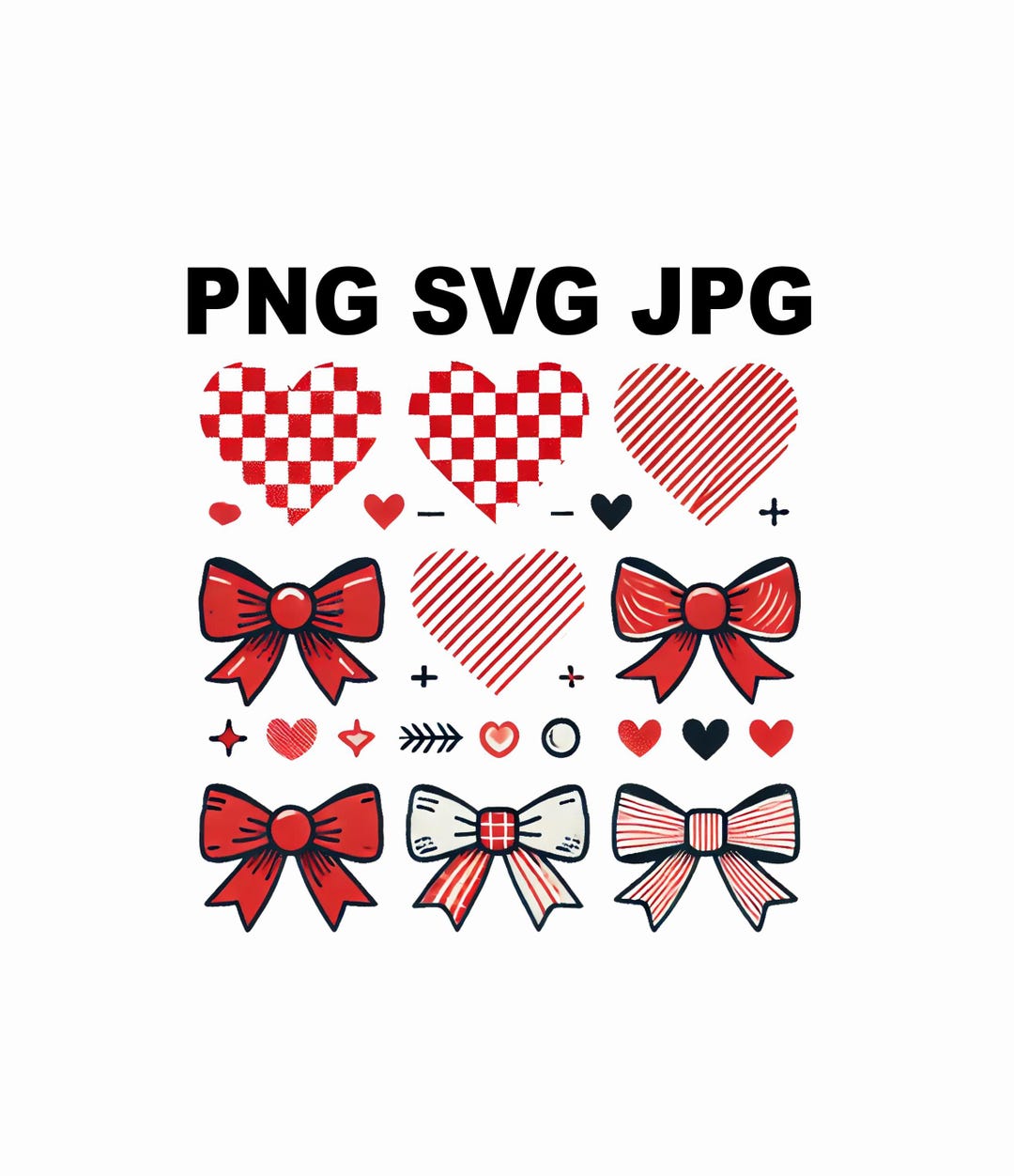 Hearts and Ribbons PNG SVG, Ribbon Bow Png, Heart Png, Doodle Heart ...