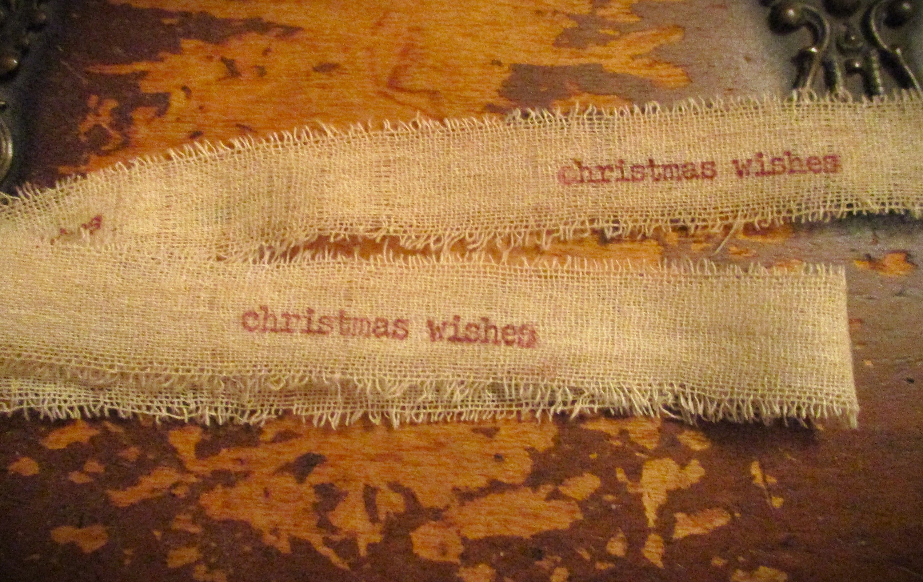Hand Stamped Tattered Christmas Wishes Fabric Ribbon - Etsy